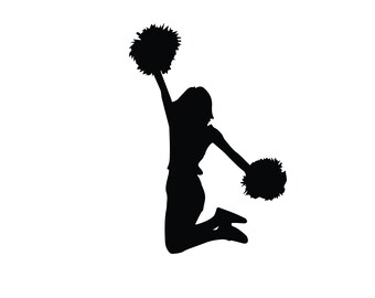Cheerleading SVG Silhouettes, Cheer Silhouette SVG Bundle, Pom Pom Svg ...