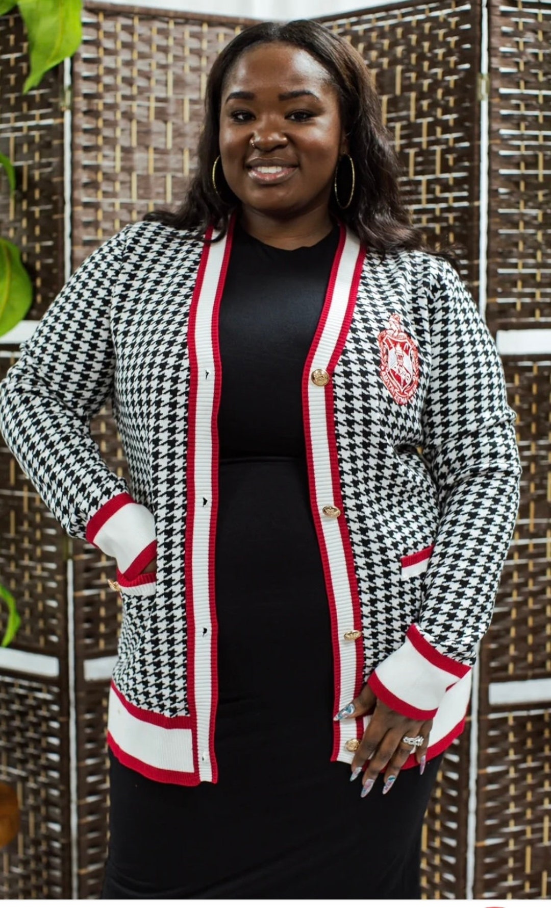 Delta Sigma Theta Cardigan, Houndstooth Cardigan, Long Sweater ...