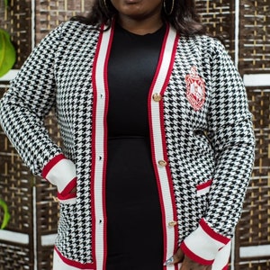Delta Sigma Theta Cardigan, Houndstooth Cardigan, Long Sweater ...