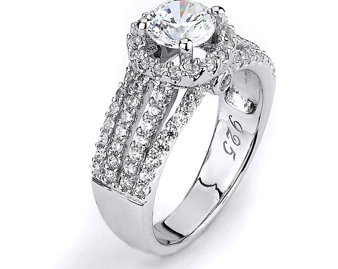 Quadruple Shank 1 Ct CZ Engagement Ring 1 Carat Cubic | Etsy