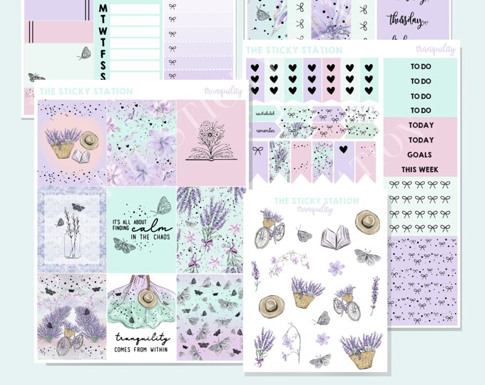 FOILED Planner Sticker Kit: Tranquility - Lavender and Butterflies - Etsy