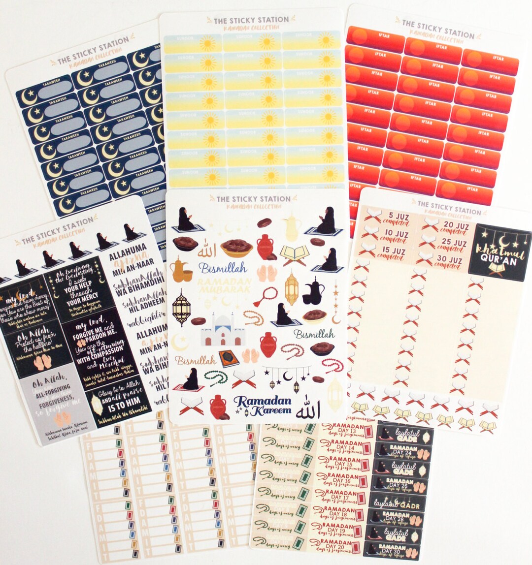 Ramadan Sticker Kit Ramadan, Iftar, Suhoor, Prayer Trackers, Quran ...