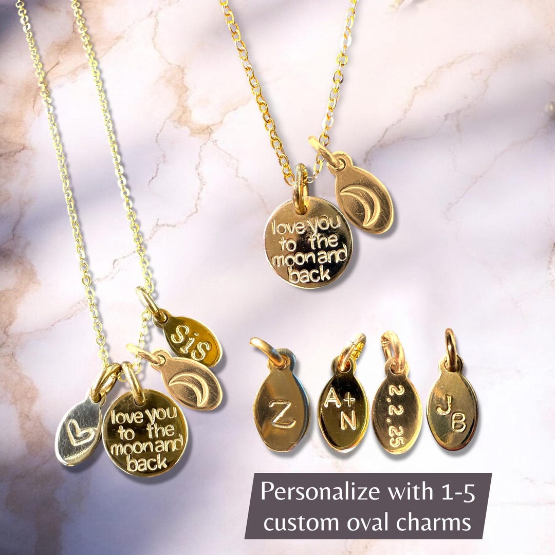 Personalized Moon Necklace • 14k Gold Fill, Custom Initials & Date - Etsy