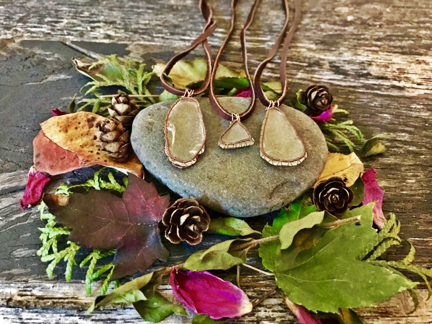 Copper Appalachian River Glass Necklace