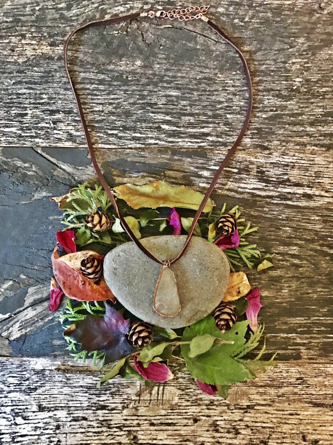 Copper Appalachian River Glass Necklace