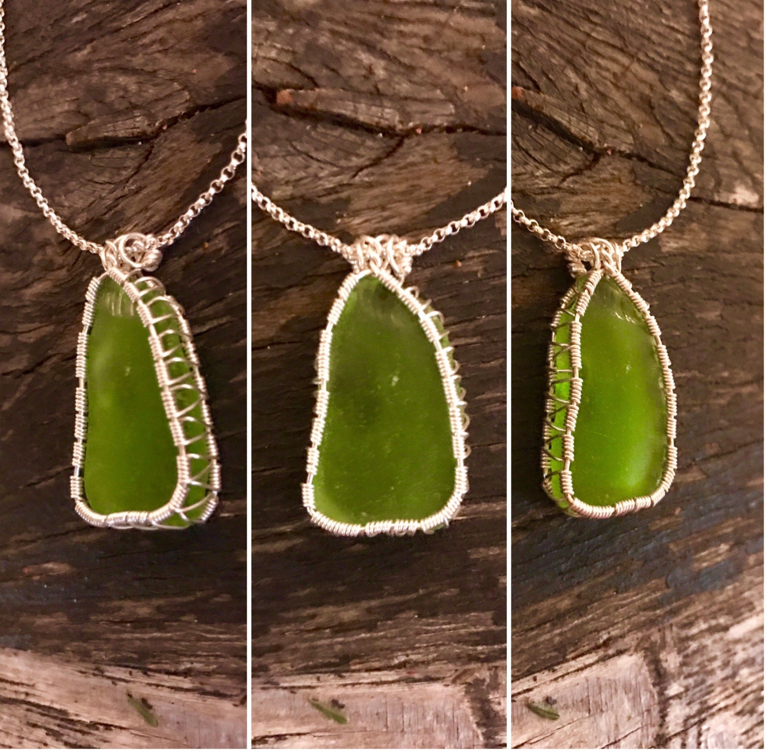 Sterling Silver Green River Glass Necklace
