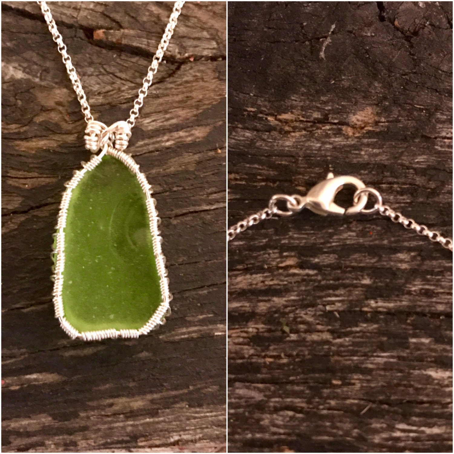 Sterling Silver Green River Glass Necklace