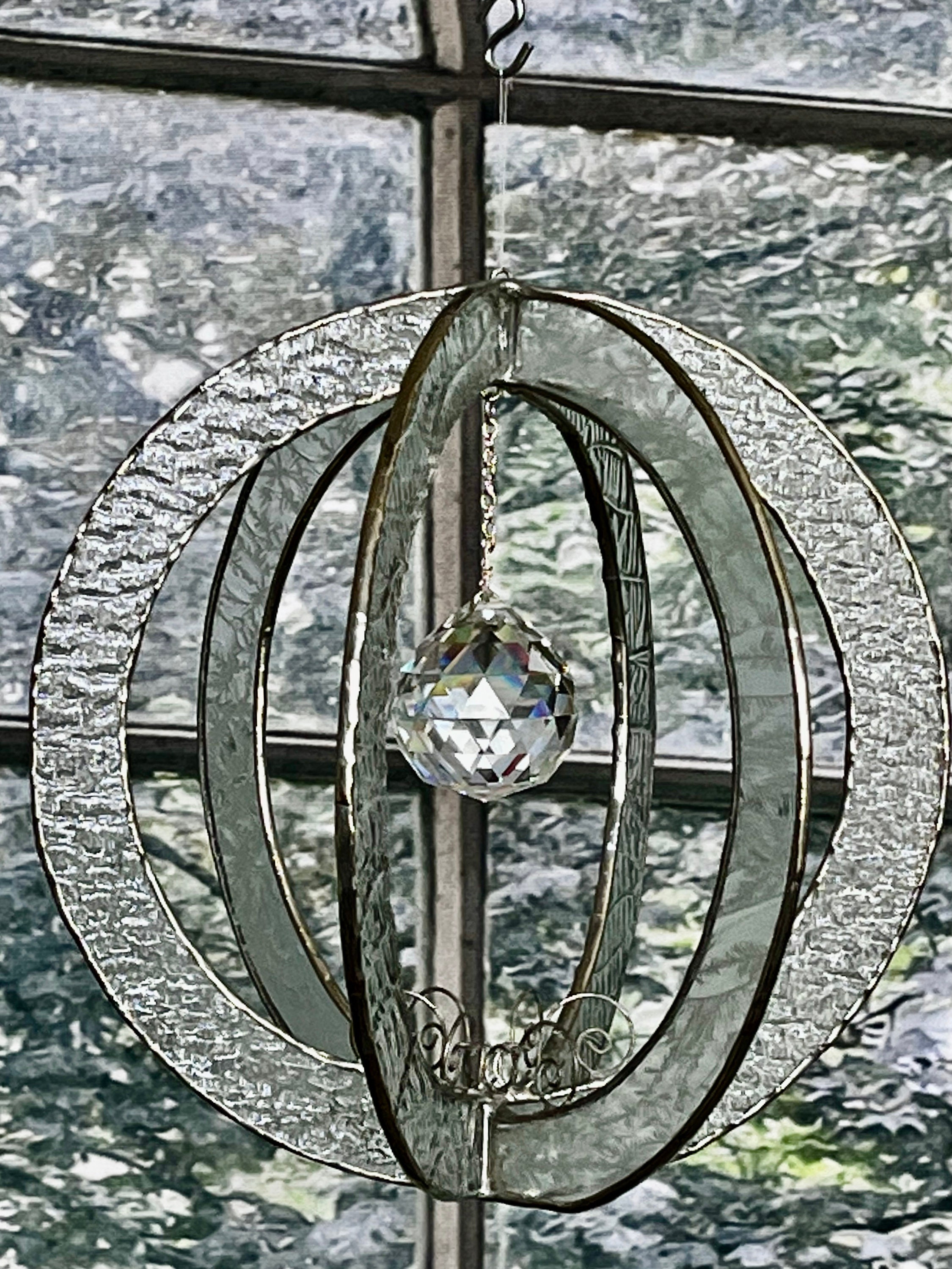 Sunscapes Large Round Textured Clear Orb With 40mm Crystal Prism - Etsy