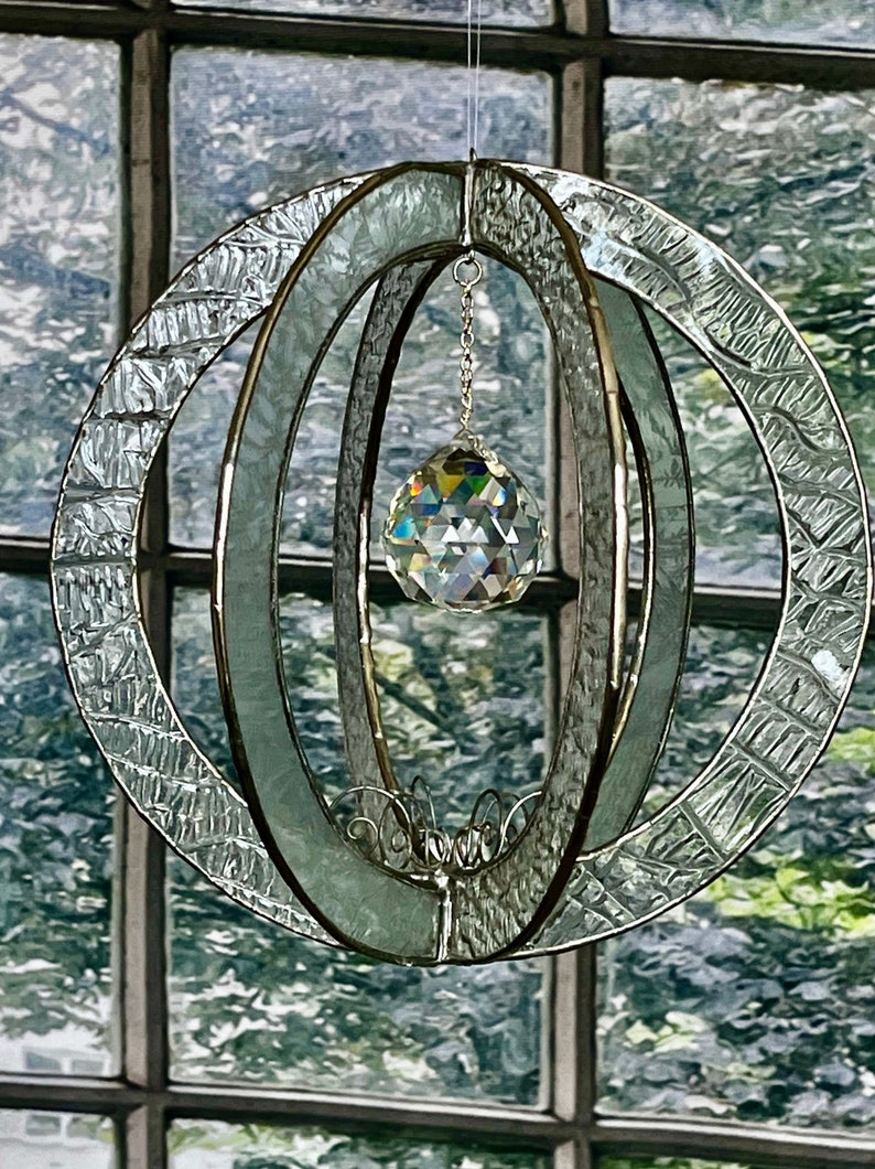 Sunscapes Large Round Textured Clear Orb With 40mm Crystal Prism - Etsy