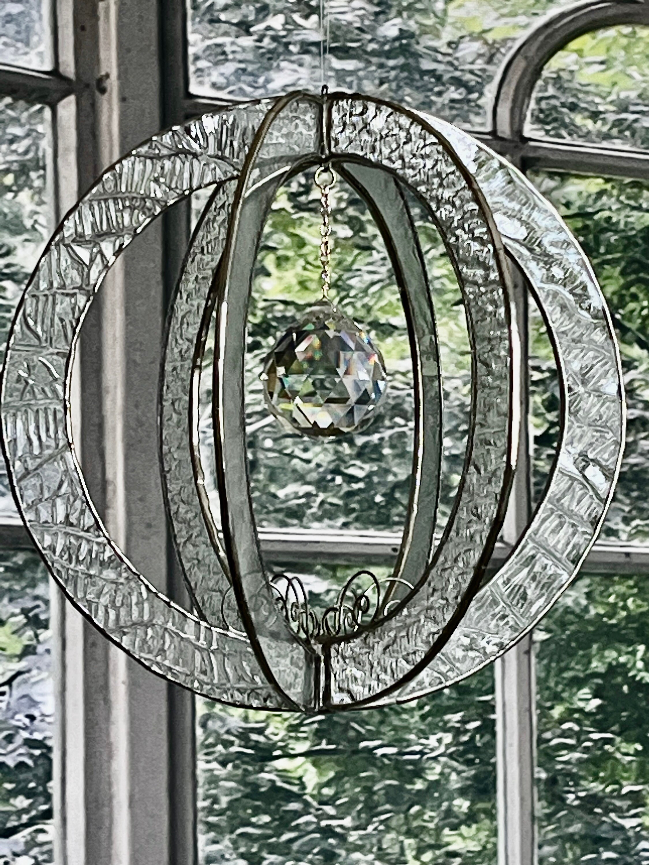 Sunscapes ~ Large Round Textured Clear Orb With 40mm Crystal Prism - Etsy