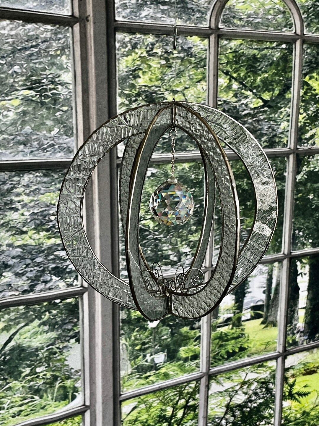 Sunscapes ~ Large Round Textured Clear Orb With 40mm Crystal Prism - Etsy