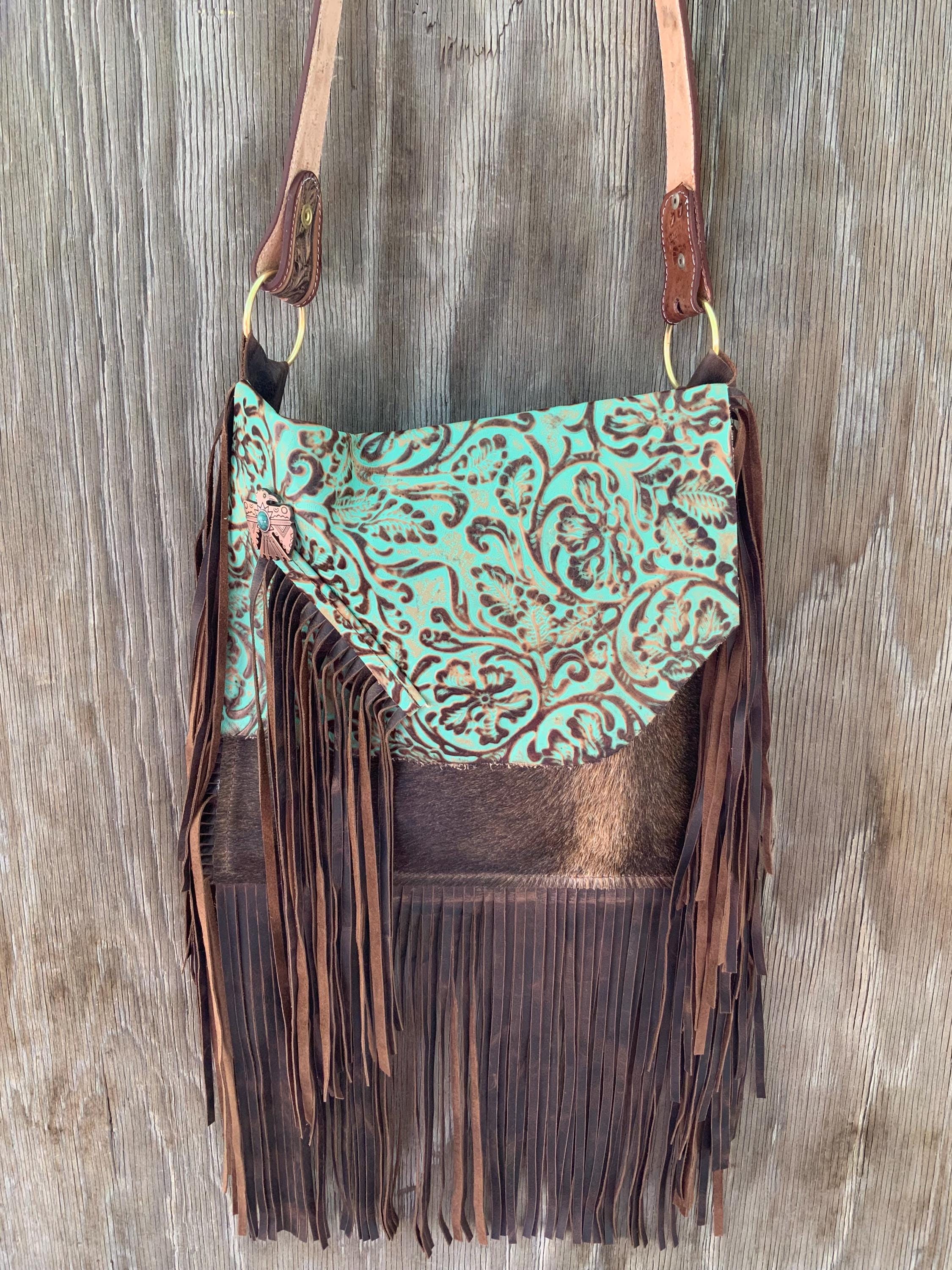 1830 Ready to Ship! Turquoise Floral Embossed Cowhide Western ...