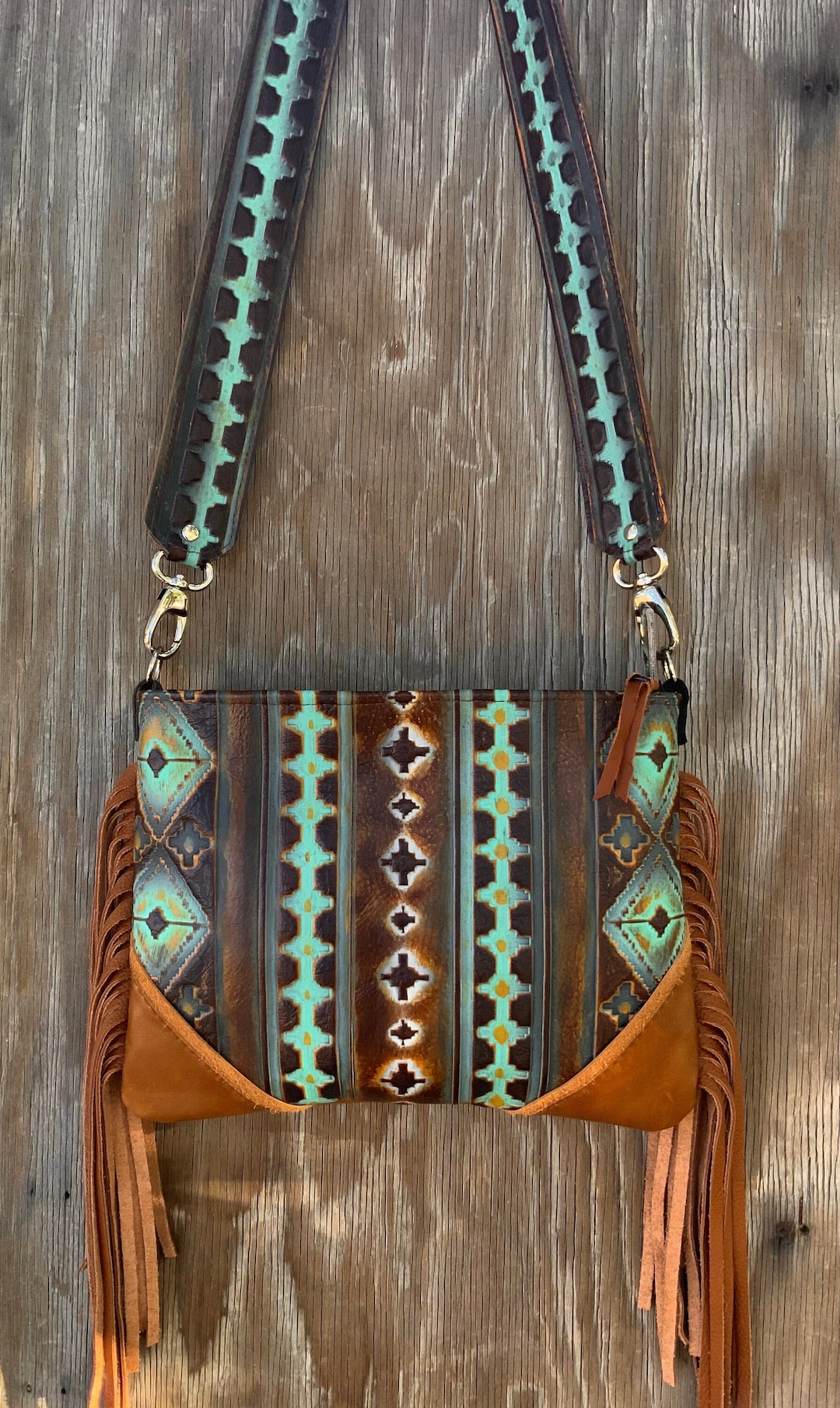 LX4 Ready to Ship! Aztec Western Leather Fringe Handbag Rodeo Cross ...