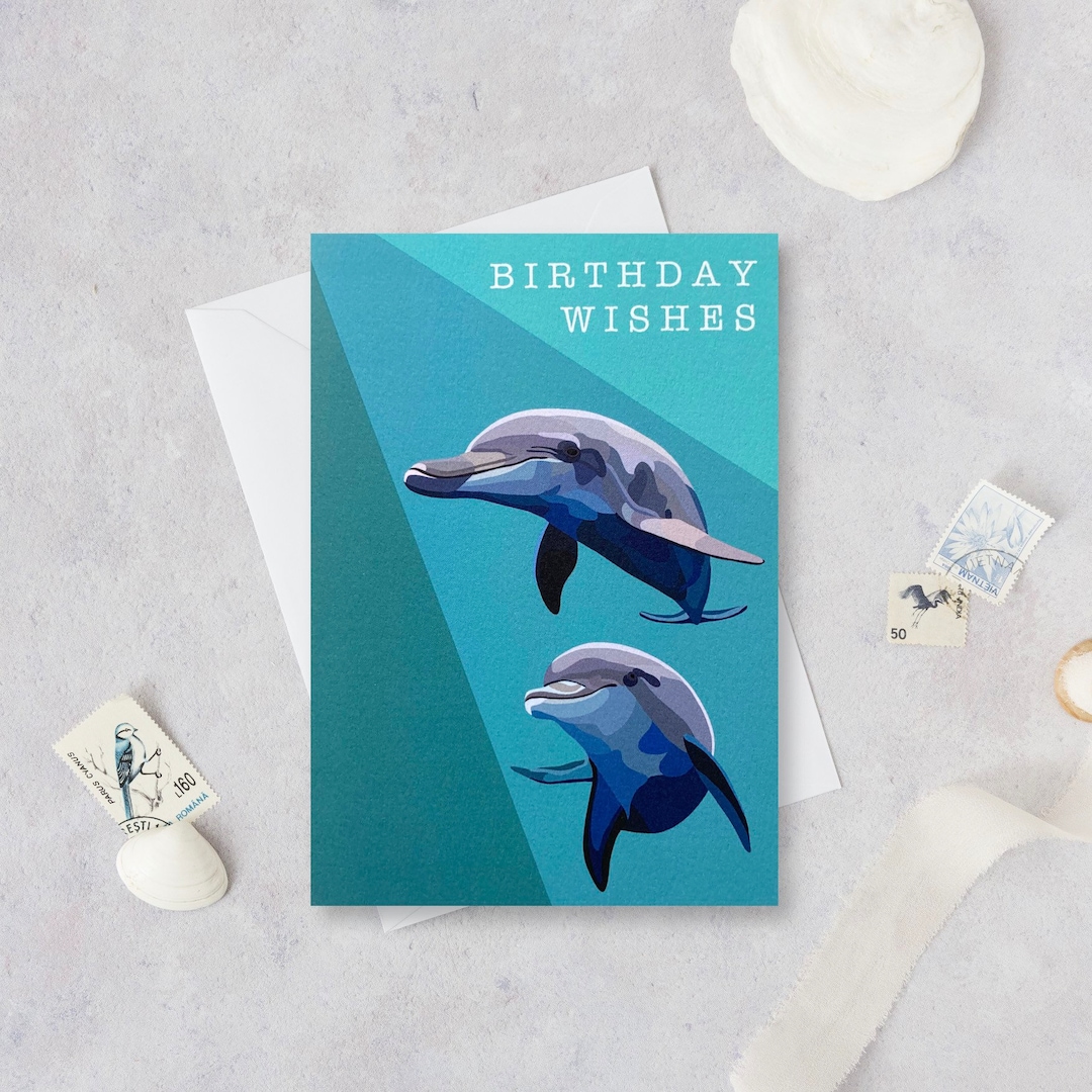 Dolphin Birthday Card - Dolphin Card - Birthday Card - Dolphin Greeting ...