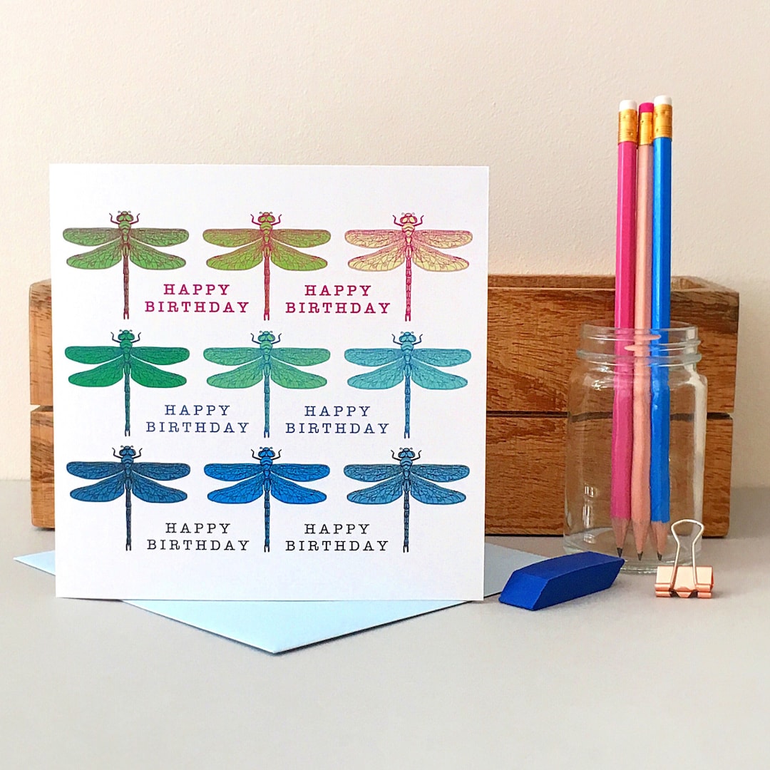 Dragonfly Birthday Card - Dragonfly Card - Birthday Card - Happy ...