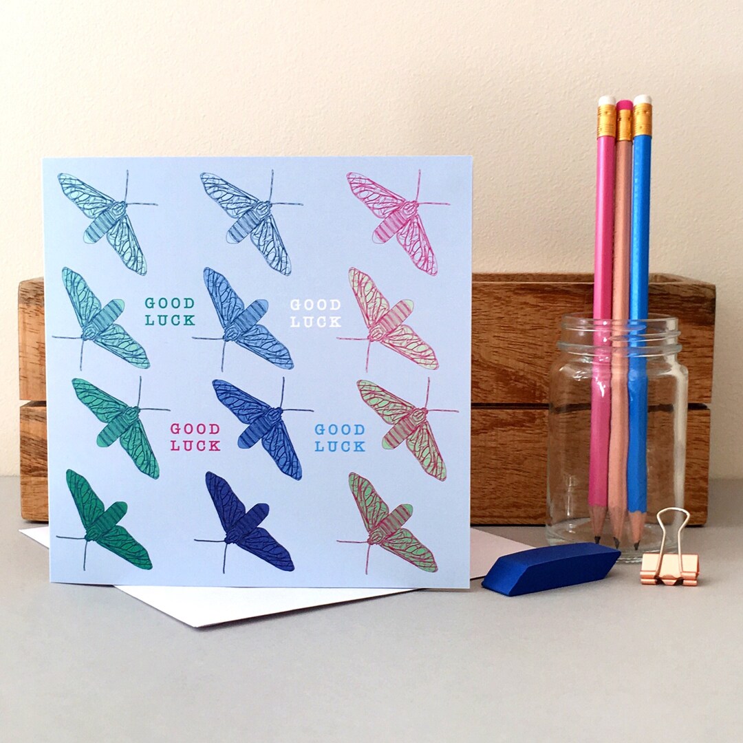 Moth Card - Good Luck Card - Insect Card - Bug Card - Moth Greeting ...