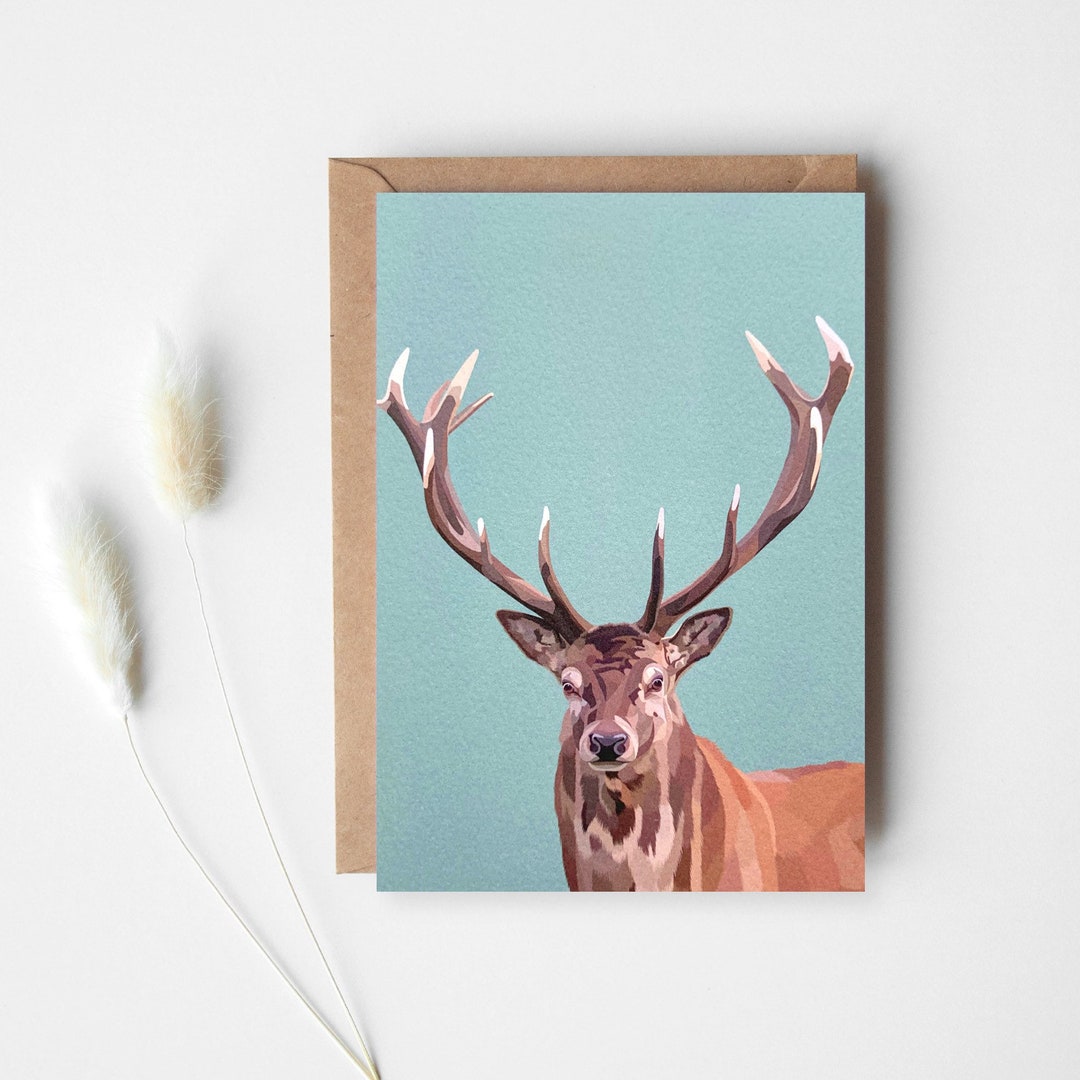 Stag Card Red Deer Stag Birthday Card Woodland Animal Stag Stag ...