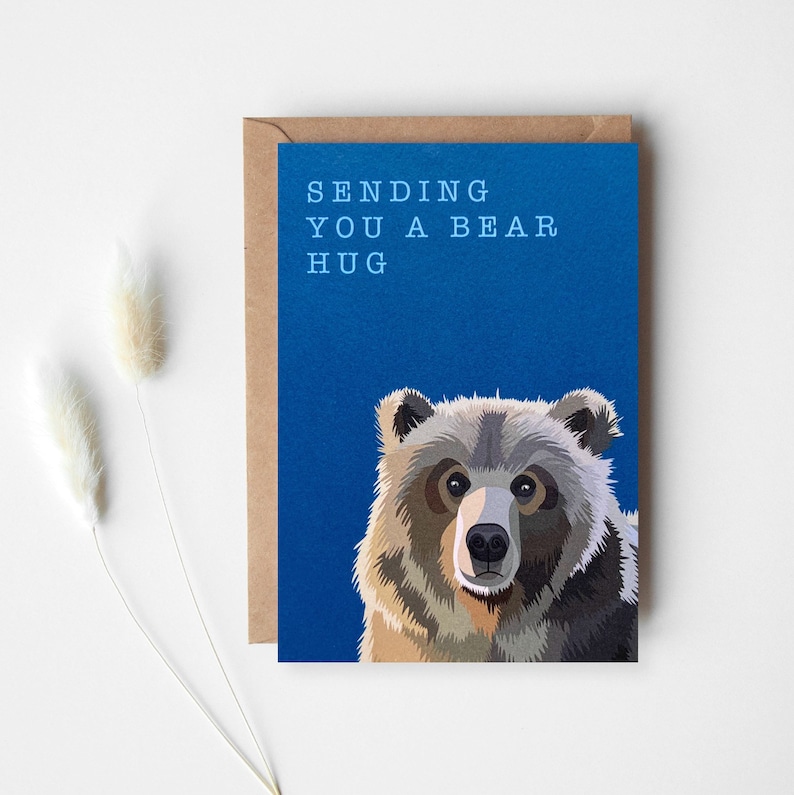 Bear Hug Card Bear Card Virtual Hug Card Isolation Card - Etsy