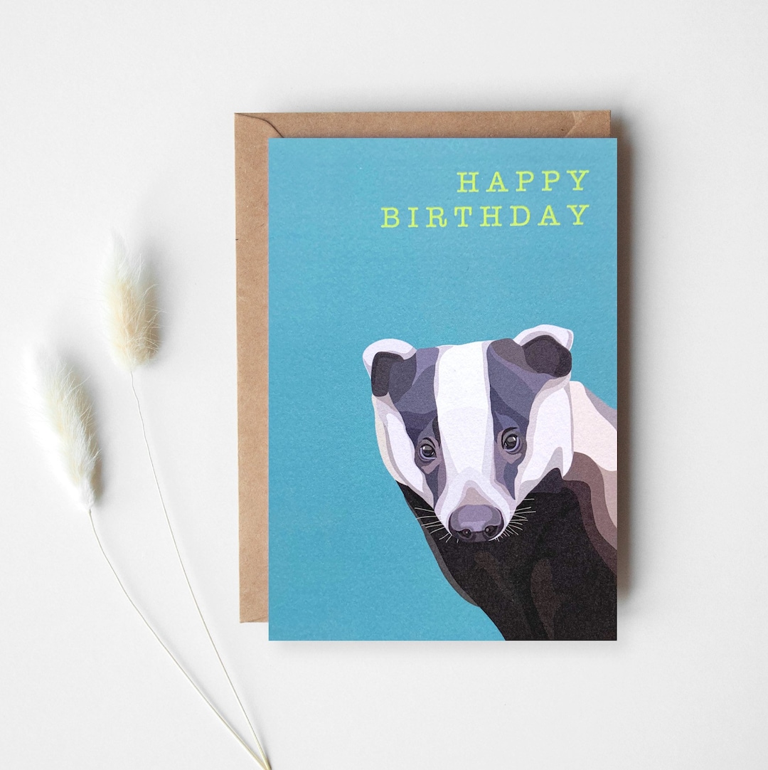 Badger Birthday Card - Badger Card - Birthday Card - Woodland Animal ...