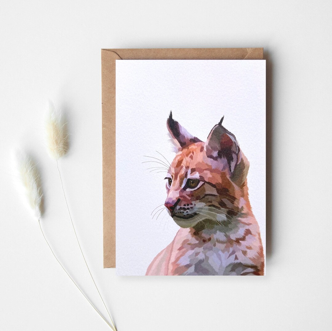 Lynx Card - Lynx - Birthday Card - Woodland Animal - Animal Card - Lynx ...
