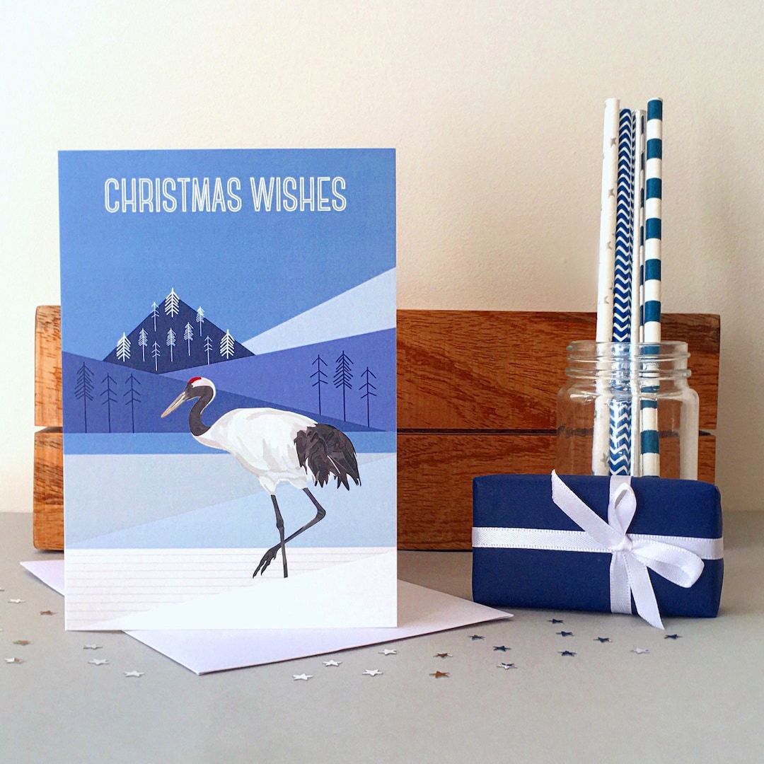 Red Crowned Crane Christmas Card - Christmas Card - Red Crowned Crane ...