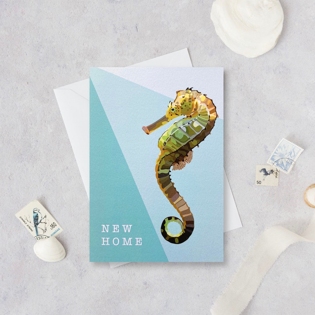 Seahorse Card - Seahorse New Home Card - New Home Card - Animal Card ...