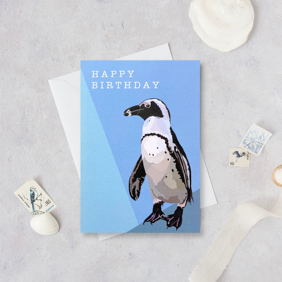 Penguin Birthday Card - Penguin Card - Birthday Card - Penguin Greeting ...