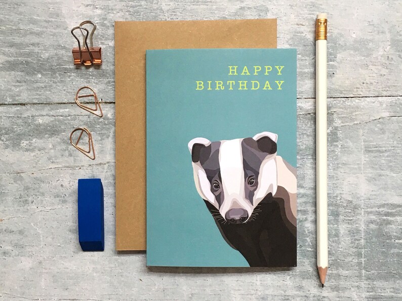 Badger Birthday Card Badger Card Birthday Card Woodland | Etsy