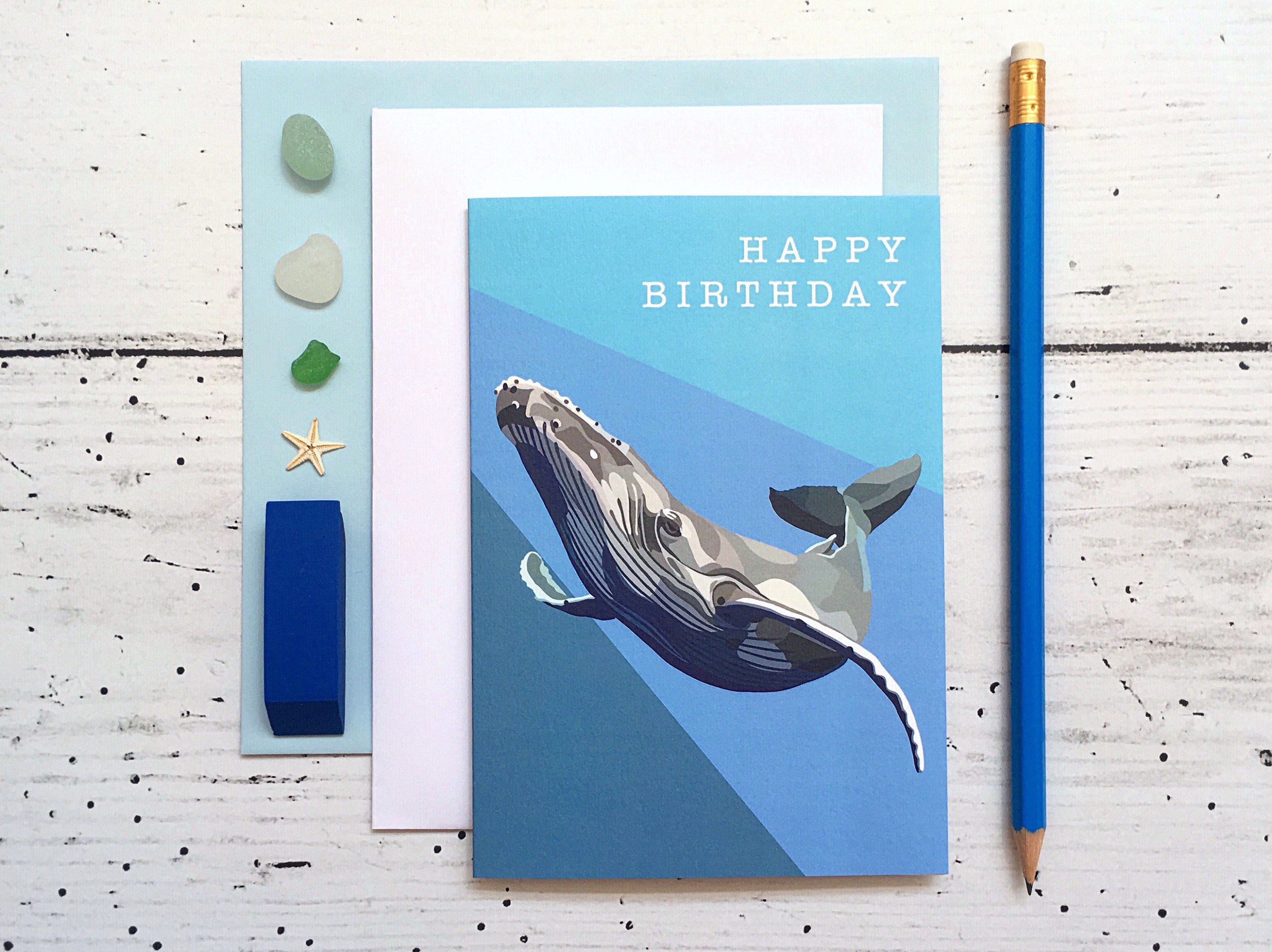 Whale Birthday Card Whale Card Humpback Whale Card Sea | Etsy