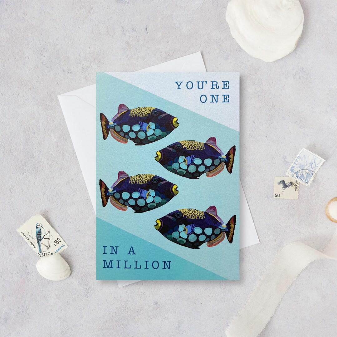 Tropical Fish Card - Trigger Fish Card - Fish Card - Sea Card - Father ...