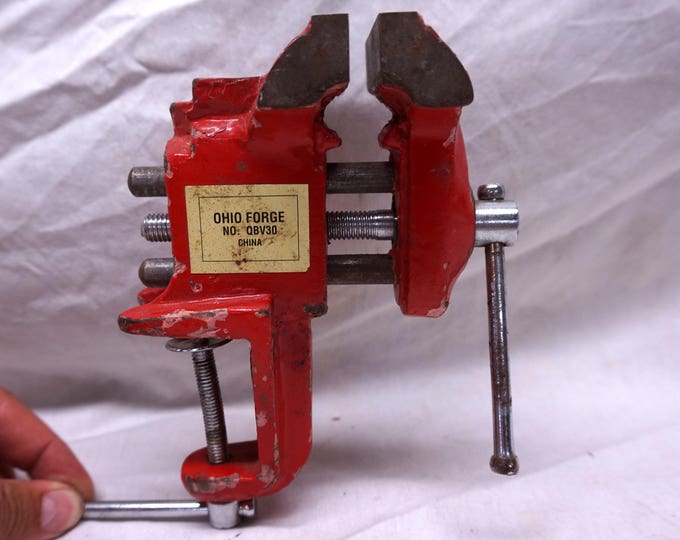Ohio Forge 3 Bench Vise, Small Workshop Vise, Anvil, Vintage Tool, Red ...