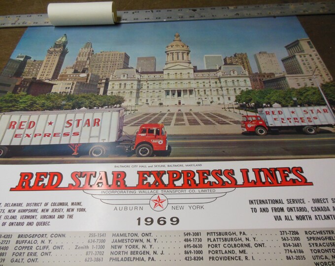 Rare 1969 Red Star Express Lines Trucking Transportation Calendar ...