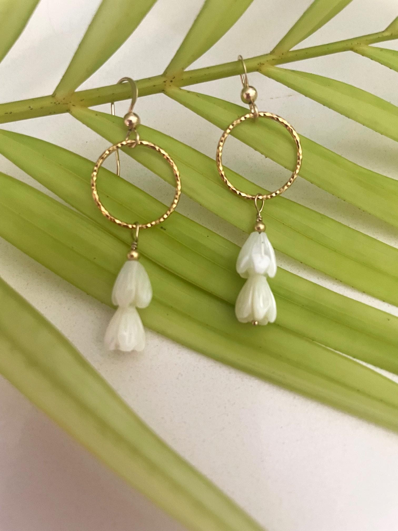 Pikake Earrings-hawaiian Jasmine Flower-wedding Jewelry-hoop Earrings ...