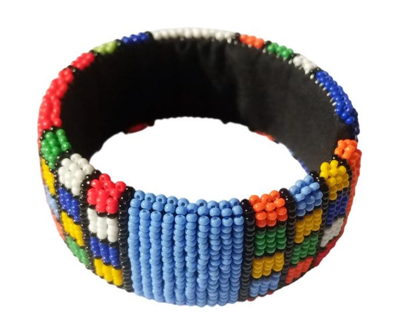 African Beaded Cuff Bracelet: Handmade Zulu Tribal Bangle - Etsy