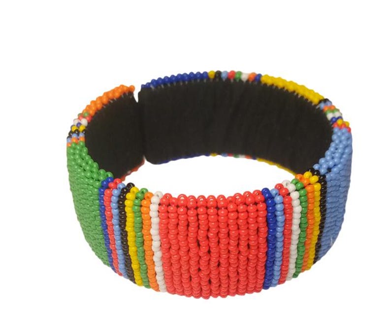 African Beaded Cuff Bracelet: Handmade Zulu Tribal Bangle - Etsy