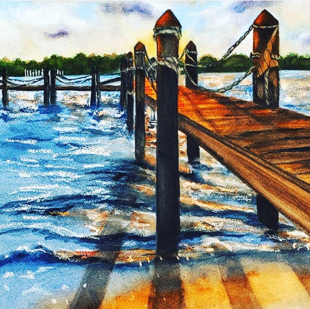 Original Watercolor Painting of the Dock on Marco Island, "dockside" - Etsy