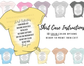 Sublimation Shirt Care Card - Etsy