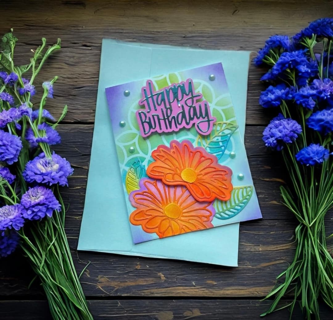 Handmade Birthday Cards | Flower Cards - Etsy