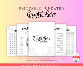 1 Year Weight Loss Tracker Printable- Cute Digital Monthly Tracker ...