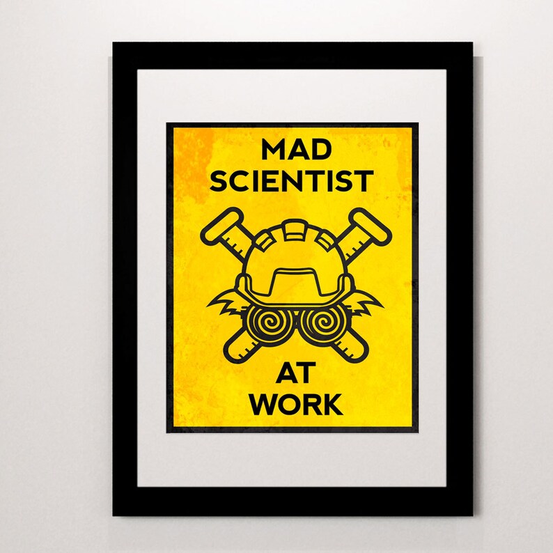 Mad Scientist at Work print do not disturb sign science wall | Etsy