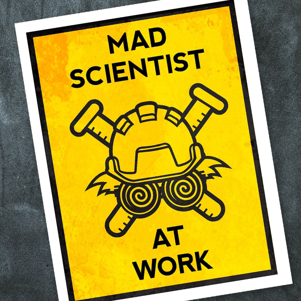 Mad Scientist at Work Print Do Not Disturb Sign Science Wall Decor ...