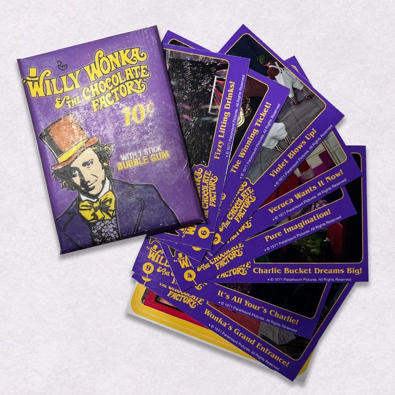 Willy Wonka and the Chocolate Factory Wax Pack Non-sports Trading Cards ...