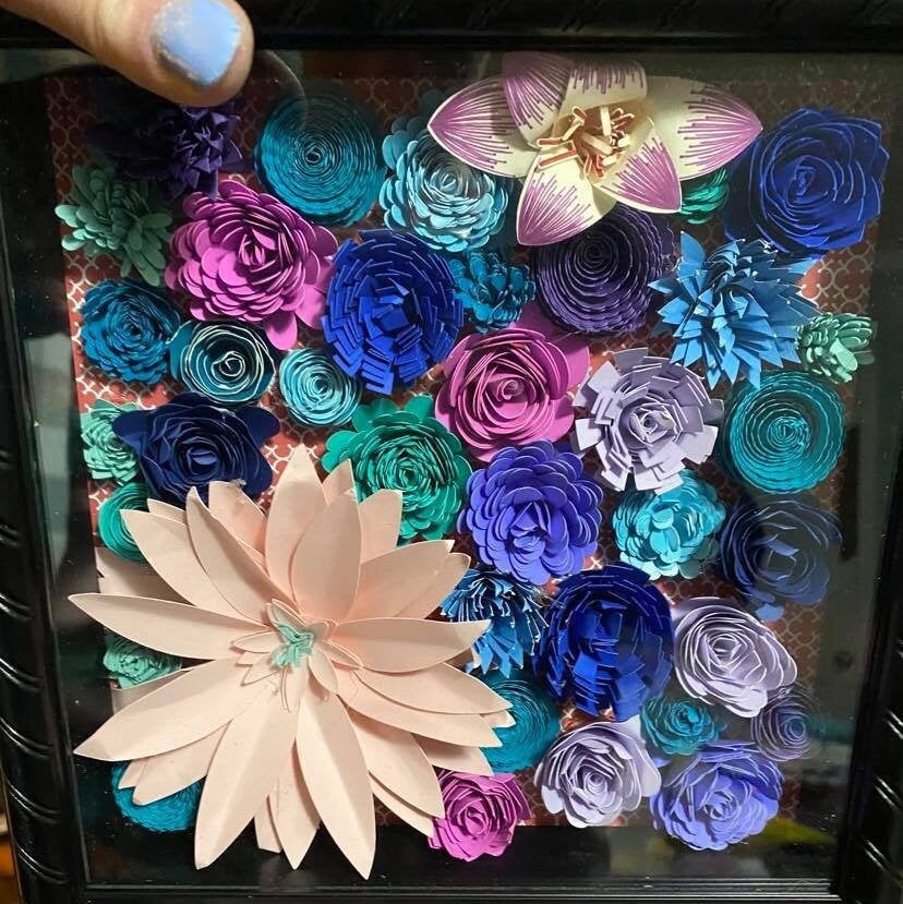 CUSTOM DECOR - Rolled Flower Shadow Box - You Pick the Colors and ...