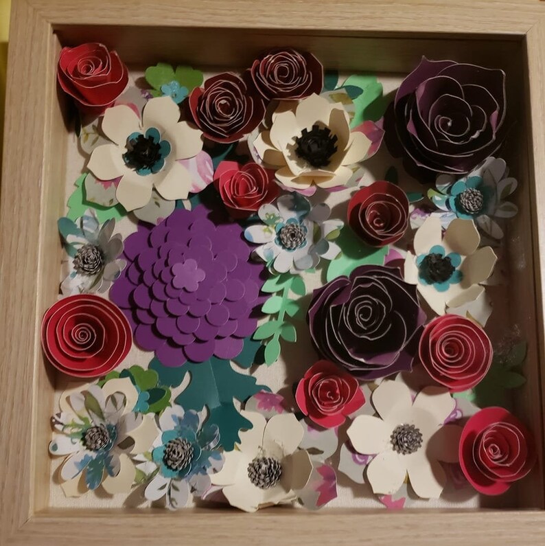 CUSTOM DECOR Rolled Flower Shadow Box You Pick the Colors - Etsy