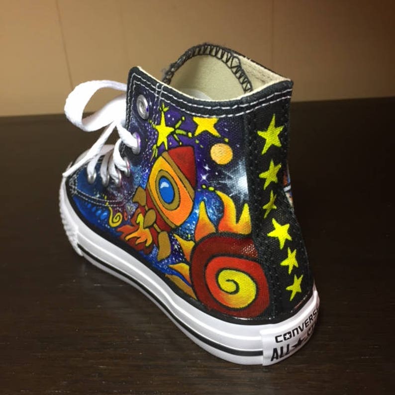 Hand Painted High Top Converse for Little Kids - Outer Space Theme by ...