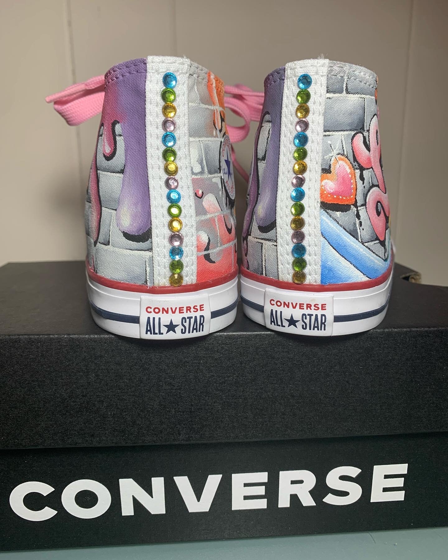 Hand Painted High Top Converse for Little Kids - Art / Paint Theme by ...