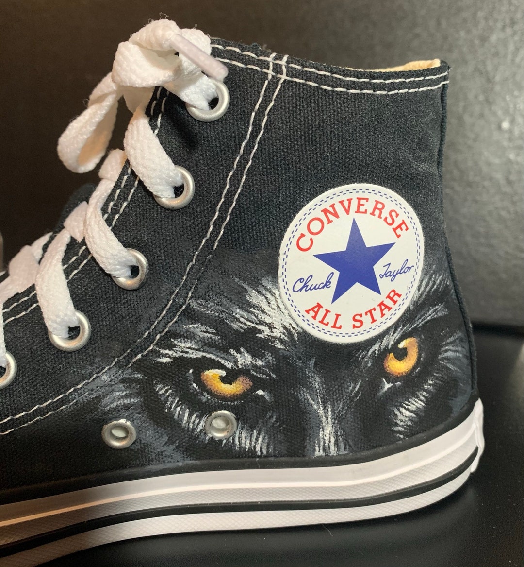 Hand Painted High Top Converse for Little Kids - Wolf Theme by Deborah ...