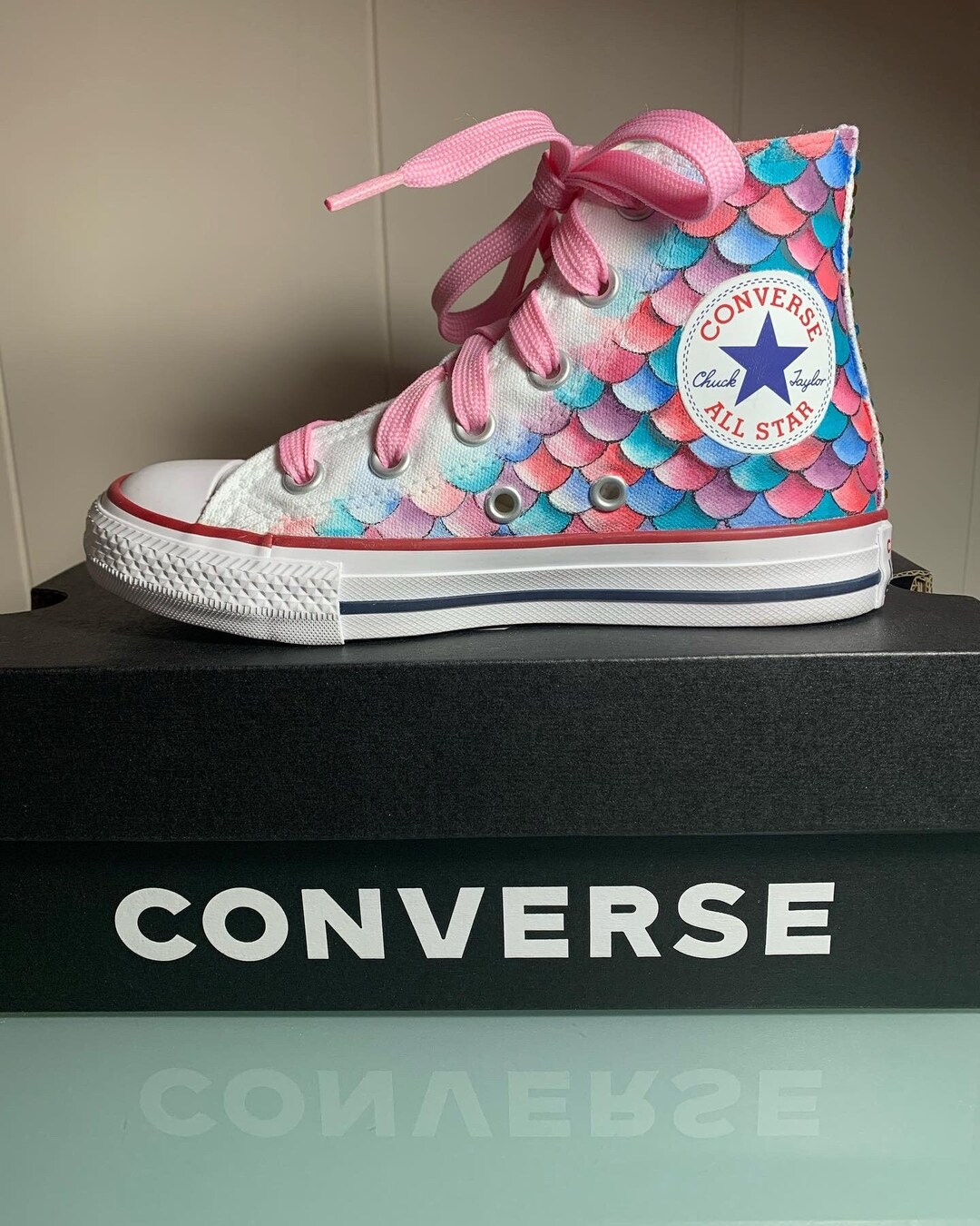 Hand Painted High Top Converse for Little Girl - Mermaid Theme by ...