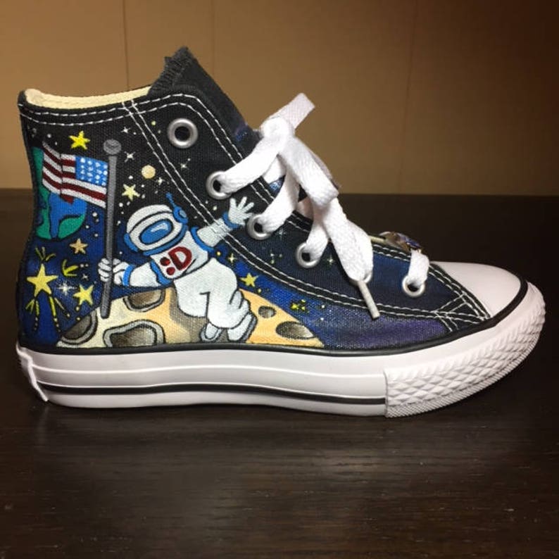 Hand Painted High Top Converse for Little Kids - Outer Space Theme by ...