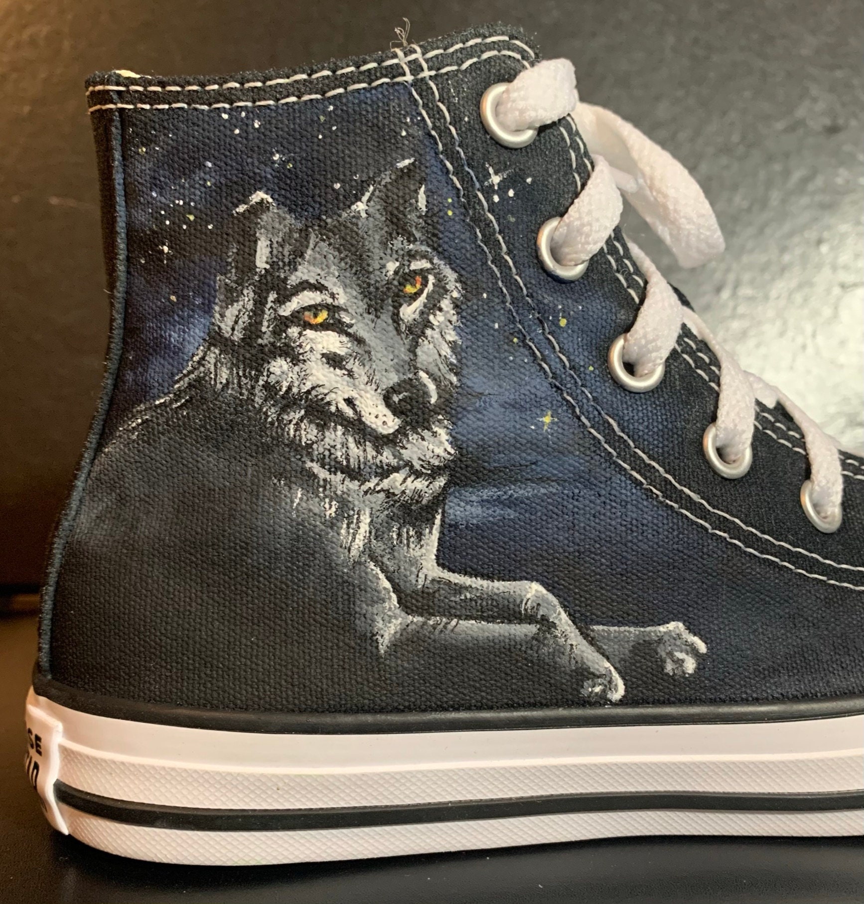 Hand Painted High Top Converse for Little Kids - Wolf Theme by Deborah ...
